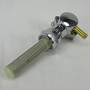 1975-2006 Harley Davidson 22mm Filtered Petcock 90 Degree Elbow Fuel Shut Off Valve - For Use with 1/4" ID Fuel Hose - Replaces HD Part # 62168-81 - Chrome Plated - Motorcycle Chopper Bobber