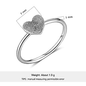 Molywoo Personalized Fingerprint Rings for Women Tiny Dainty Fingerprint Heart Ring Customized Jewelry for Mother Gift (7)