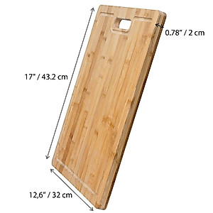 Wood Cutting Board for Kitchen 17x12" – Extra Large Bamboo Cutting Board with Juice Groove, Butcher Block, Wooden Chopping Board, Serving Tray – BlauKe®