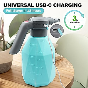 0.8 Gallon/3L Electric Spray Bottle Plant Mister, VAXMAY Electric Sprayer with Adjustable Mist Nozzle and Extension Spout, USB Rechargeable Continuous Spray Bottle for Plants, Fertilizing, Cleaning
