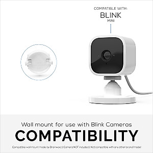 BRAINWAVZ [EOL] Wall Mount Holder for Blink Mini Camera, No Screws, Stick On with Strong 3M VHB Tape, Fast, No Screws, No Mess Install (2 Pack, White), Blink Bracket Stand [EOL]