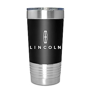 iPick Image for Lincoln Logo 20 oz Dual-Wall Insulated Stainless Steel with Black Silicone Sleeve Travel Tumbler