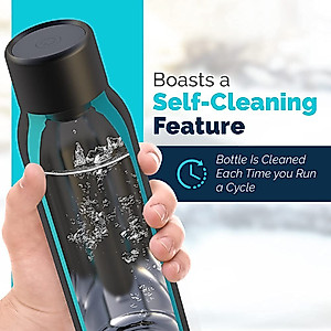 UVBRITE Go Self-Cleaning UV Water Bottle - 18.6 oz Insulated Stainless-Steel Rechargeable & Reusable Purifying Bottle - Sterilization & Travel-Friendly - BPA Free - Leakproof with Safety Lock (Cyan)