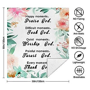 Healing Blanket, Positive Inspirational Thoughts Sherpa Blanket with Scripture Bible Verse Soft Throw Blanket -Christian Gifts for Women 50x60 Inch