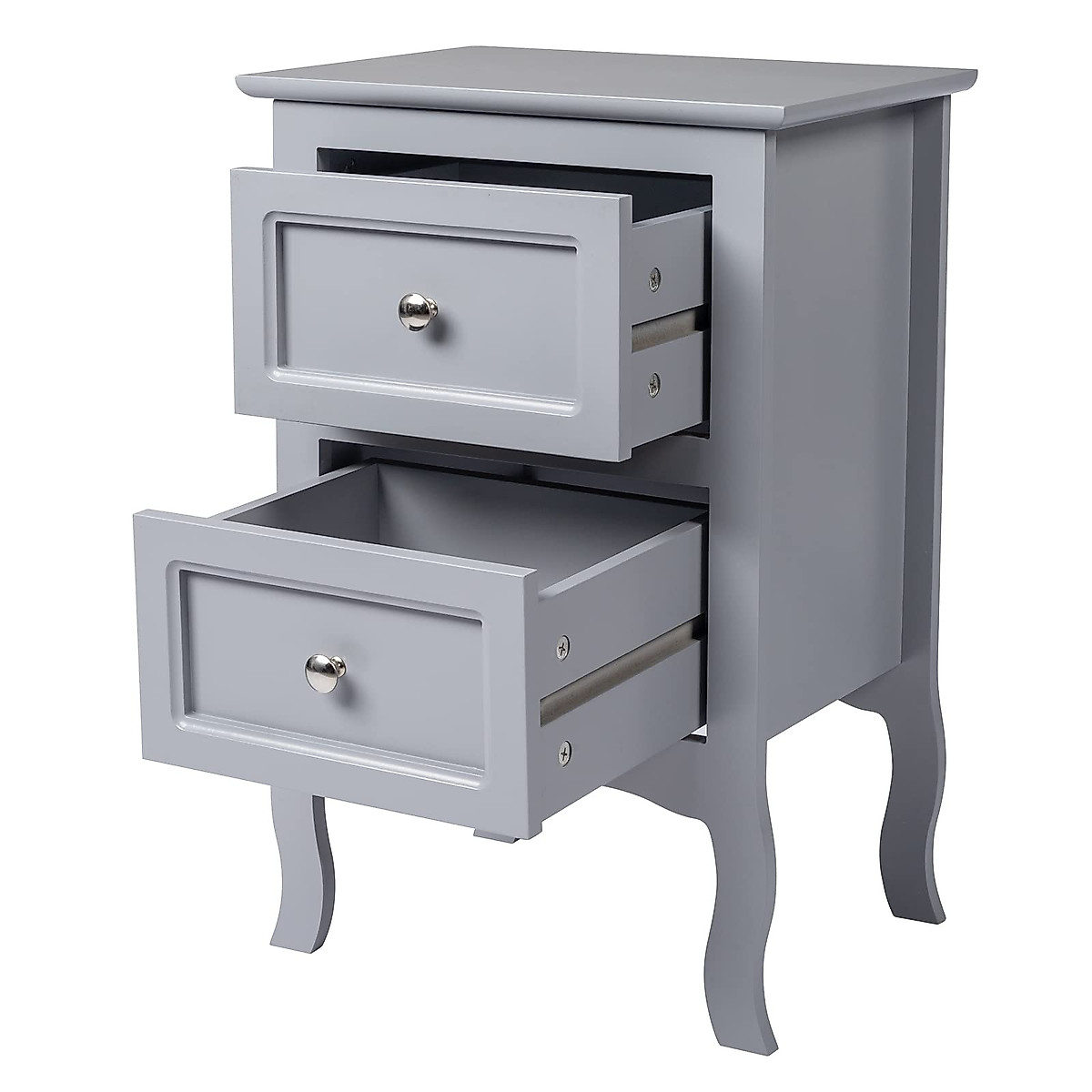 Bonnlo Gray Nightstand Set of 2, Nightstands with 2 Drawers, Bed Side Table/Night Stand, Small Nightstand for Bedroom, Small Spaces, College Dorm, Kids’ Room, Living Room, Wood, 16W x 12D x 24H, Grey