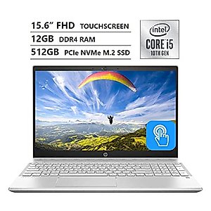 HP Pavilion Laptop, 15.6" Full HD IPS Micro-Edge Touchscreen, 10th Gen Intel Core i5-1035G1 Processor, 12GB RAM, 512GB PCIe NVMe SSD, HDMI, Wireless-AC, Bluetooth, Windows 10 Home
