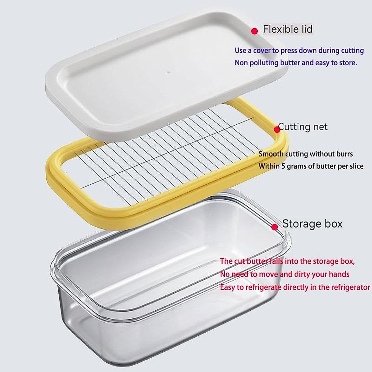 Donfafecuer Butter Slicer Cutter Stainless Steel, Butter Dish Container with Lid, Refrigerator Suitable for Easy Cutting of Two 7oz Butter Sticks