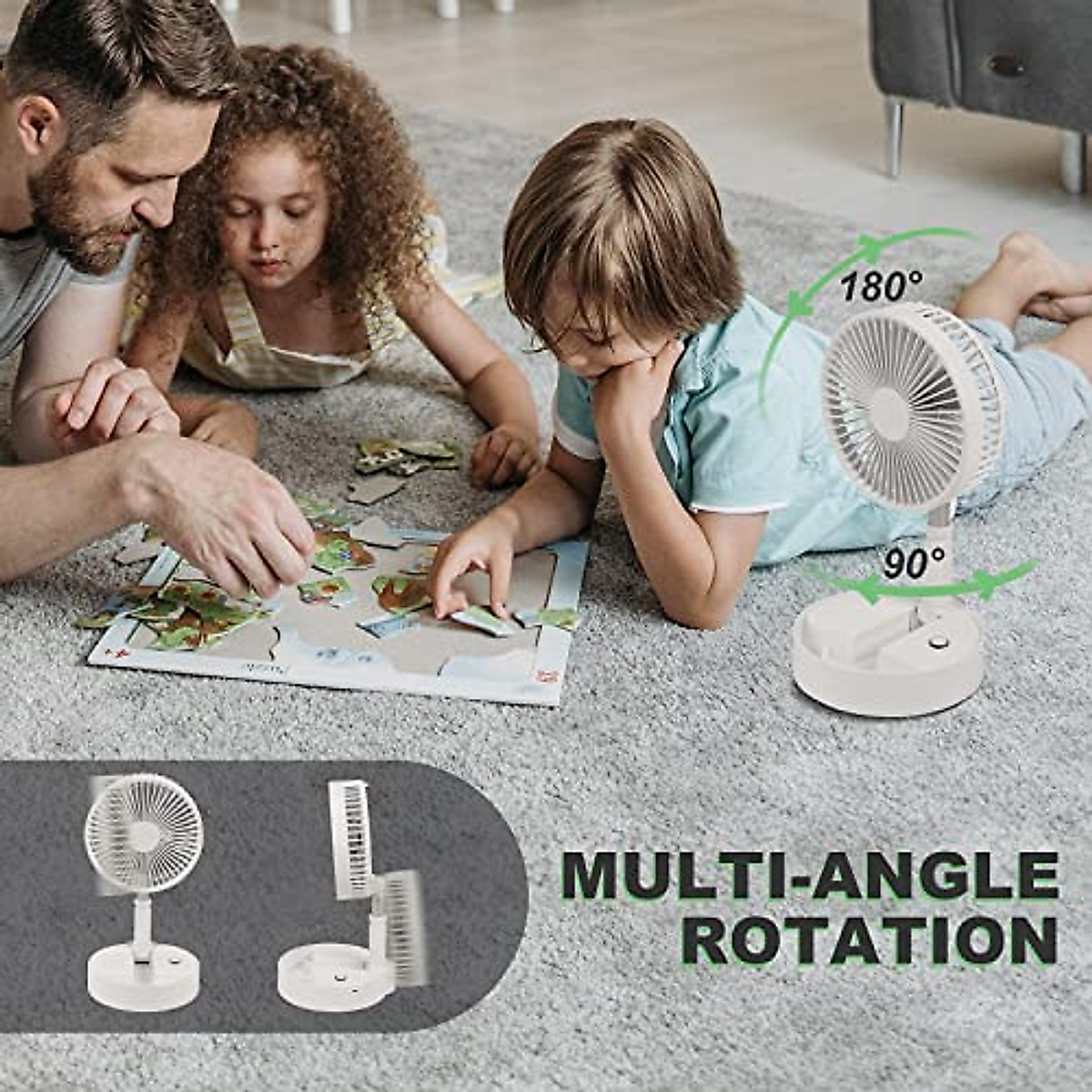 BIGTREE Portable Standing Fan with Remote Controller,8 inch USB Desk Fan,Adjustable Height,Quiet Foldable Floor Fan,Telescopic Pedestal Fans for Personal Bedroom Office Fishing Camping (Oscillating)