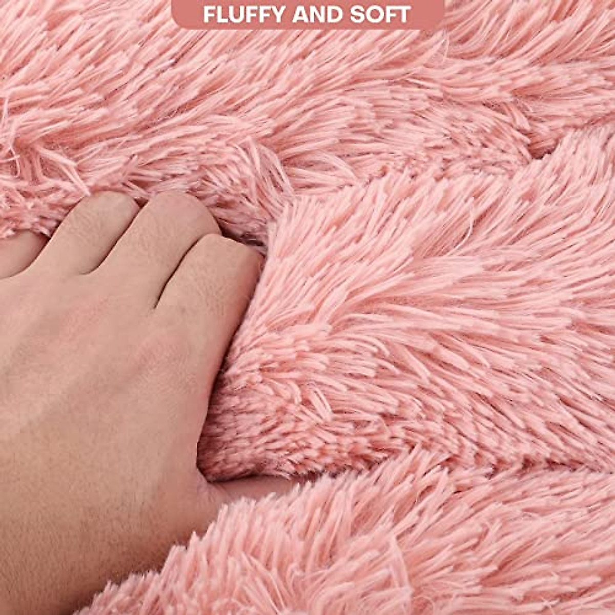 Lucky Monet Small Dog Beds 21" x 12", Fluffy Calming Dog Bed Washable Dog Crate Mat Plush Rectangle Pet Bed with Anti-Slip Backing, Long Plush Pet Beds for Dogs Cats Puppies