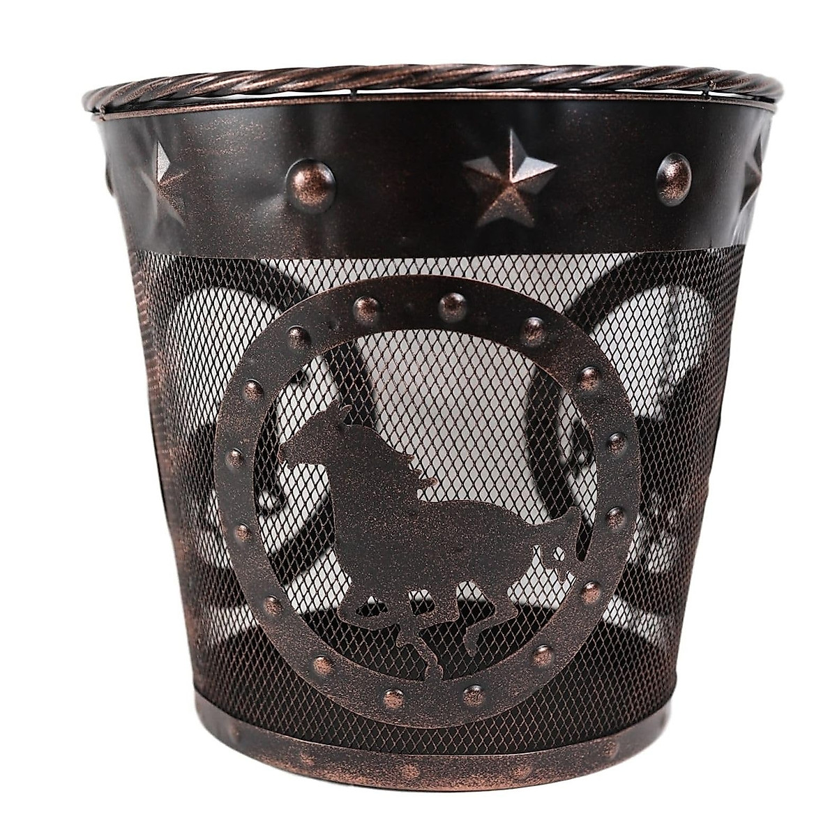 BestGiftEver Wastebaskets with Horse and Star Metal Mesh Wire Copper Finish - Rustic Western Cabin Lodge Ranch Decor