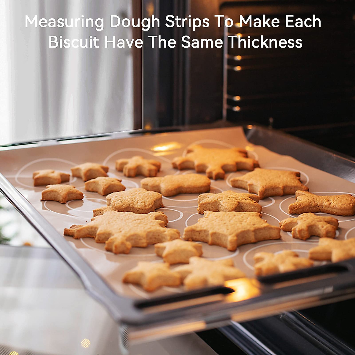 Measuring Dough Strips, 15in 3-Thick Non Stick Silicone Baking Ruler Rolling Pin Guides for Noodles Fondant Biscuits Pies Baking