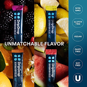 DripDrop Hydration - Bold Variety Pack - Electrolyte Drink Mix Single Serve Hydration Powder Packets - Watermelon, Berry, Lemon, Orange | Non-GMO, Gluten Free, Vegan | 16 Sticks