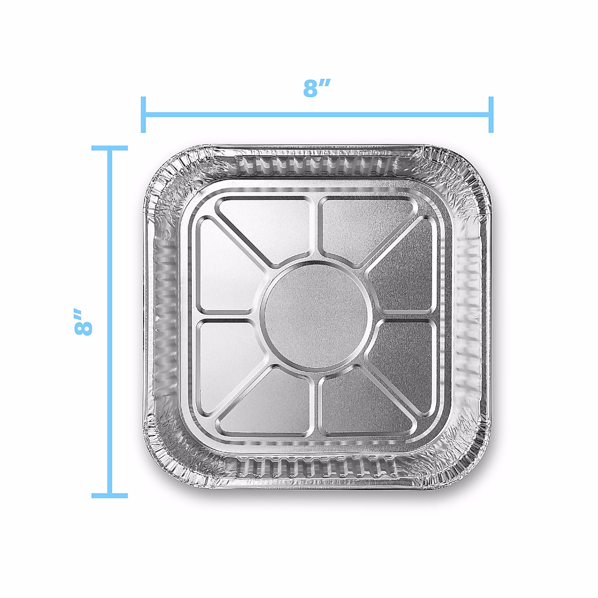 MontoPack 8” Disposable Aluminum Foil Square Baking Pans | 8 x 8 Cake Pan Tin for Broiling, Toaster Oven, Meal Prep, Roasting, Take Out | 20 Pack (8" X 8" Without Lids)