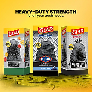 GLAD ForceFlex Large Drawstring Trash Bags, 30 Gallon Black Trash Bags for Large Kitchen Trash Can, Mountain Air Scent to Eliminate Odors, 50 Count (Package May Vary)