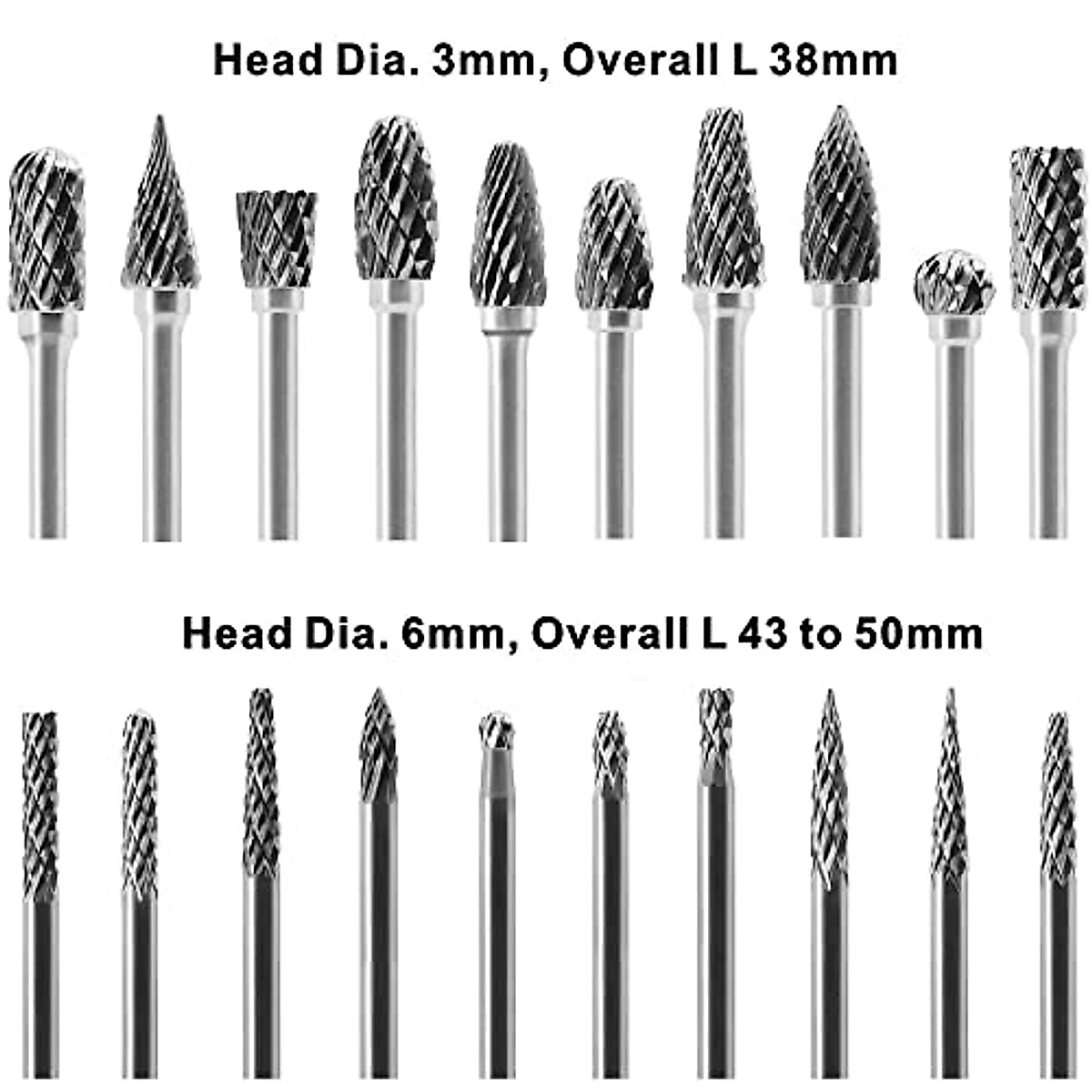 Redariti Carbide Rotary Burrs Set 1/8" Shank (3mm) 20PC, Double Cut Compatible with Dremel Accessories for Woodworking，Suitable for Fine Objects, Making Engraving Work More Excellent and Simple.