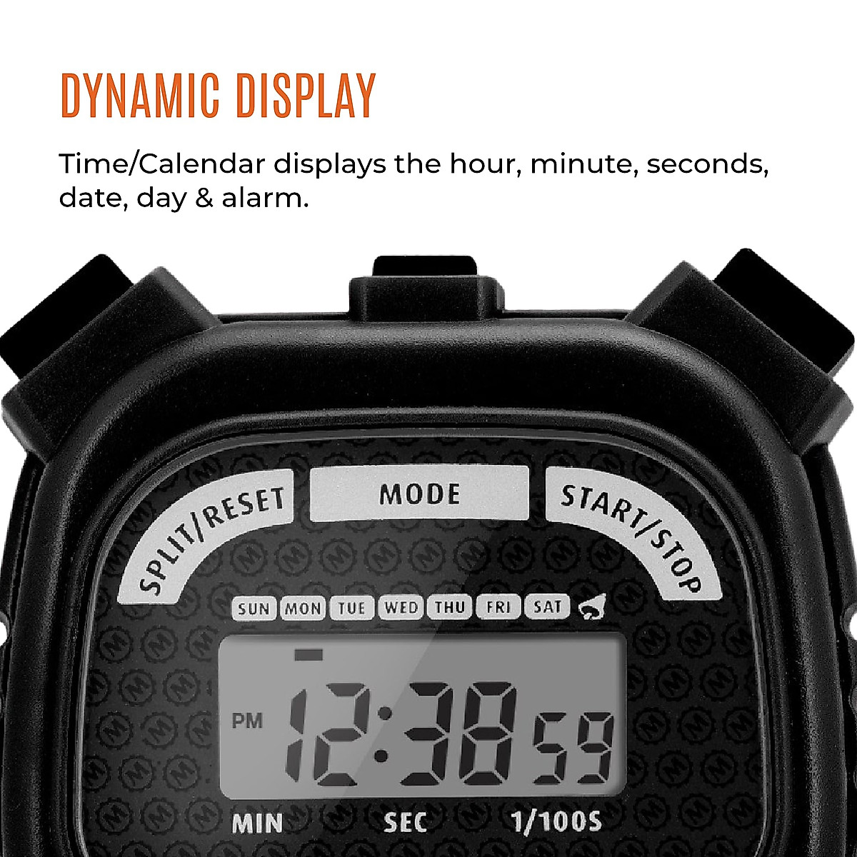 Marathon Adanac 3000 Digital Stopwatch Timer, Black - High Precision Accuracy to 1/100th Seconds - Water, Dust & Shock Resistant - 46” Lanyard Included