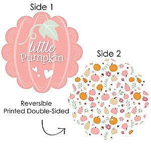 Big Dot of Happiness Girl Little Pumpkin - Fall Birthday Party or Baby Shower Round Table Decorations - Paper Chargers - Place Setting For 12