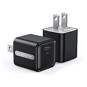 Evatronic 2-Pack 20W USB C Charger Wall Charging Adapter PD3.0 Compact Fast Charger for iPhone 13/13 Mini/13 Pro Max/14/14 Pro Max, iPad Pro, Galaxy, Pixel
