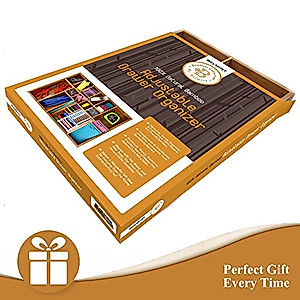 Bambüsi Bamboo Drawer Organizer Tray Adjustable Drawer Organizer with Removable Dividers