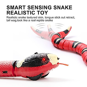 AMCHSURI Electric Snake Toy, Smart Sensing Snake Cat Toy with USB Rechargeable Snake Toy for Cats Snake Toy That Moves Snake Toy for Cat 40cm