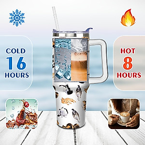 30 oz Cat Tumbler with Handle and Straw, Stainless Steel Vacuum Insulated Travel Coffee Mug Cup Water Bottle, Cat Stuff Accessories Decor, Cat Lover Gifts for Women Girls