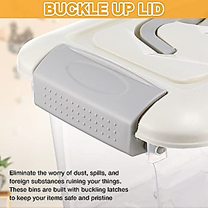 8 Pcs Storage Latch Bin with Lids 8 Qt Clear Plastic Lidded Organizer Bins with Handle Stackable Storage Latching Containers for Home Shelf Office Closet Organize Clothes Toys Snacks Crafts