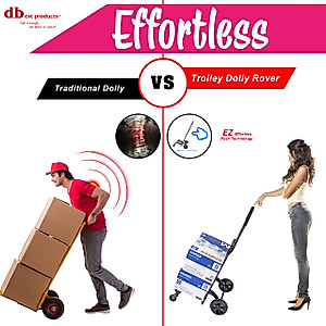 dbest products Trolley Dolly Rover, 4 Wheeled Push Folding Utility Cart Hand Truck Platform Swivel Wheels Garden Lightweight Luggage Carretilla de Carga Plegable