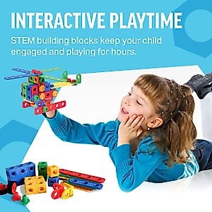 Brickyard Building Blocks STEM Toys - Educational Building Toys for Kids Ages 4-8 with 163 Pieces, Tools, Design Guide and Toy Storage Box, Easter Basket Stuffers Gift for Boys & Girls