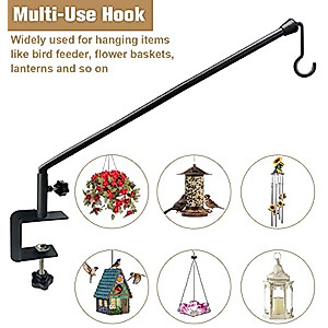 Tuohours 38 Inch Extended Reach Deck Hook Hanger for Railing, Heavy Duty Outdoor Plant Hook Holder for Hanging Bird Feeder Flower Basket Planter or Lanterns, 2 Packs