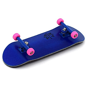Teak Tuning 32mm Pro Fingerboard Complete - Fully Assembled with Pro Level Components - Pro Shaped Wooden Deck (32x97mm), UltraSpin Bearing Wheels, Prodigy Gen2 Trucks - Blue & Pink