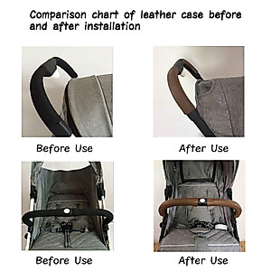 2 Pairs Baby Stroller Accessories Armrest Handle Covers PU Leather Universal Dust-Proof Protective Cover for Pushchair Pram(2 for Baby Armrest and 2 for Adult Push Handle)