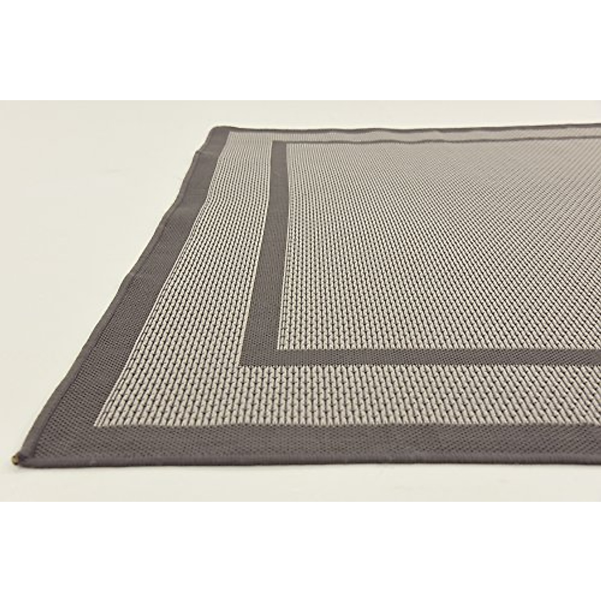 Unique Loom Outdoor Border Collection Area Rug - Border (6' 1" Square, Gray/ Silver)