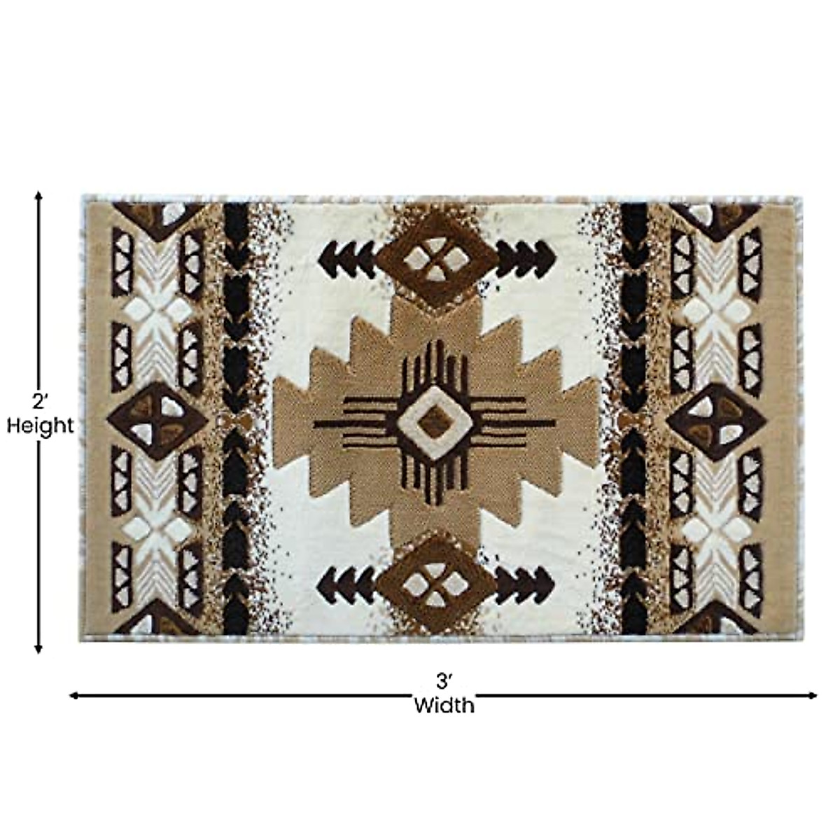 Concord Global Trading South West Native American Area Rug Design C318 Ivory (24 Inch X 40 Inch)