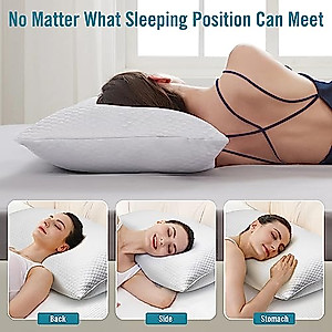 Nctoberows Bed Pillows for Sleeping, Shredded Memory Foam Pillows Standard Size Set of 2 Pack Adjustable Cooling Pillows for Side and Back Sleeper with Washable Removable Cover.