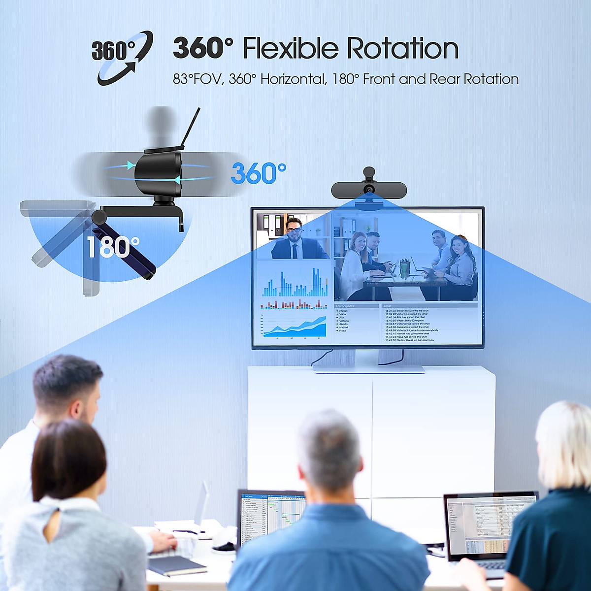 1080P Streaming Webcam with 4 Microphones, Advanced Autofocus, Privacy Shutter and Tripod - Perfect for PC, Laptop and Desktop Computer, with Noise Reduction and Super Stereo Mic