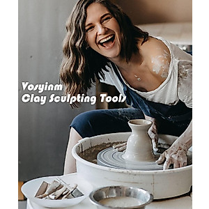 Vosyinm Clay Tools Kit 34 PCS Complete Clay Sculpting Kit,Modeling Clay Tools for Pottery Craft Carving Drawing Dotting Molding,Gifts for Beginners,Pottery Makers
