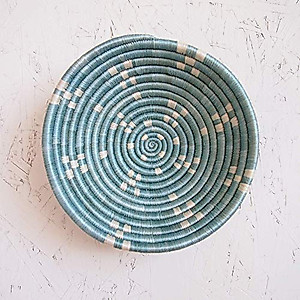 Small African Basket- Munini/Rwanda Basket/Woven Bowl/Sisal & Sweetgrass Basket/Blue, White