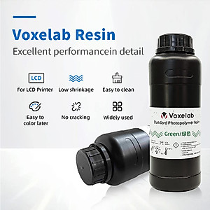Voxelab 3D Printer Resin, LCD UV-Curing Resin, Tough & Rigid 3D Resin with 405nm Standard Photopolymer for LCD 3D Printing(1KG,Green)