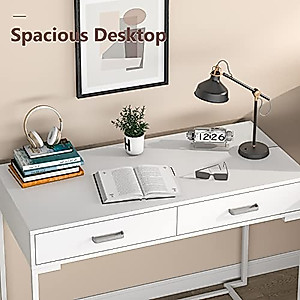 Tribesigns Computer Desk with Drawers for Small Spaces, 39" White Home Office Desks Study Writing Desk for Bedrooms, Home Office, Living Room