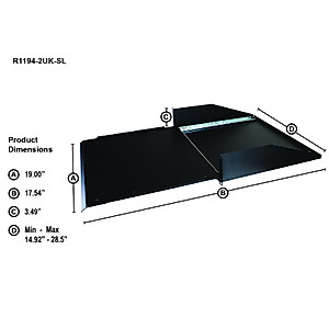 Penn Elcom R1194/2UK-SL 2 Space (2U) Sliding Rack Shelf/Keyboard Tray, 15 Inch Depth