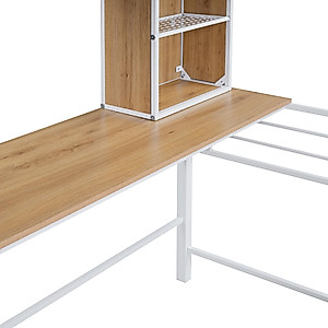 Bellemave Full Size Loft Bed with Desk and Storage Shelves, Heavy Duty Metal Loft Bed with Desk and Ladder, Full Size Loft Bed for Adults, Kids, Teens, White