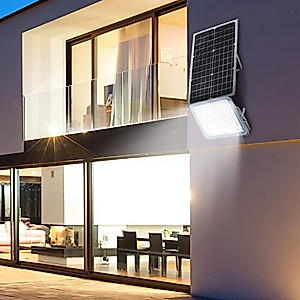 Gebosun 2-Pack 300W LED Solar Flood Light, Remote Controlled, Dusk to Dawn, 24,000Lumen, 6000K, IP67 Waterproof, Wall-Mounted & Pole-Mounted, Perfect for Barn, Warehouse, Backyard and Garden