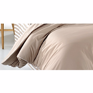via bianco Plaist Duvet Cover King Size,3 Pieces Bedding Sets, 144 Thread Count 30/1 100% Cotton Duvet Cover with 2 Pillowcases Ultra Soft&Breathable Brown