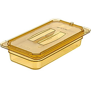 Carlisle FoodService Products Storplus 1/3 Size High Heat Food Pan Lid with Molded Handle for Catering, Buffets, Restaurants, High Heat Plastic, Amber