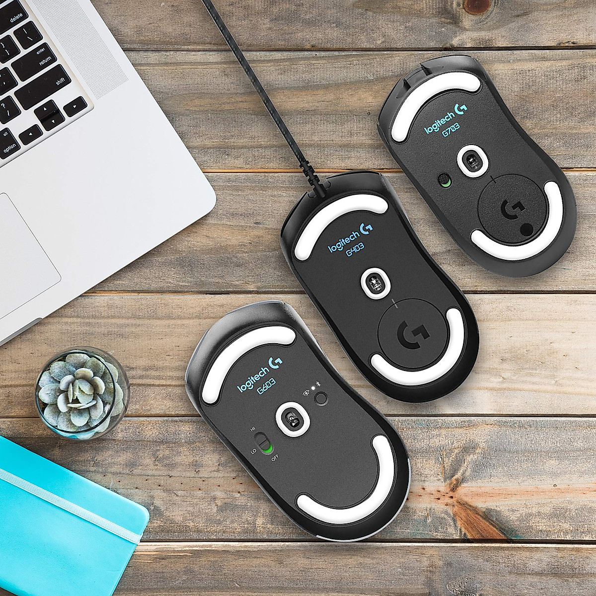 HYPERSLIDES 2 Sets Rounded Curved Edges Mouse Feet, Skates, Pads for Logitech G703, G603, G403 Gaming Mouse Feet Replacement (0.8mm, Smooth, Pure White PTFE) Pro Performance Upgrade