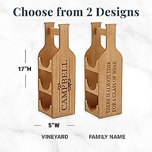 Let's Make Memories Personalized Decorative Wood Wine Bottle Display - Wine Country Decor - for Wine Lovers - Customize with Family Name