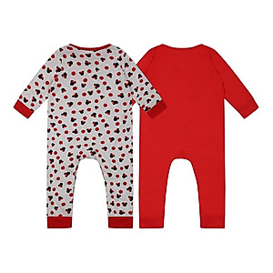 Disney Minnie Mouse Girls’ 2 Pack Long Sleeve Bodysuit Coverall for Newborn and Infant – Red/White