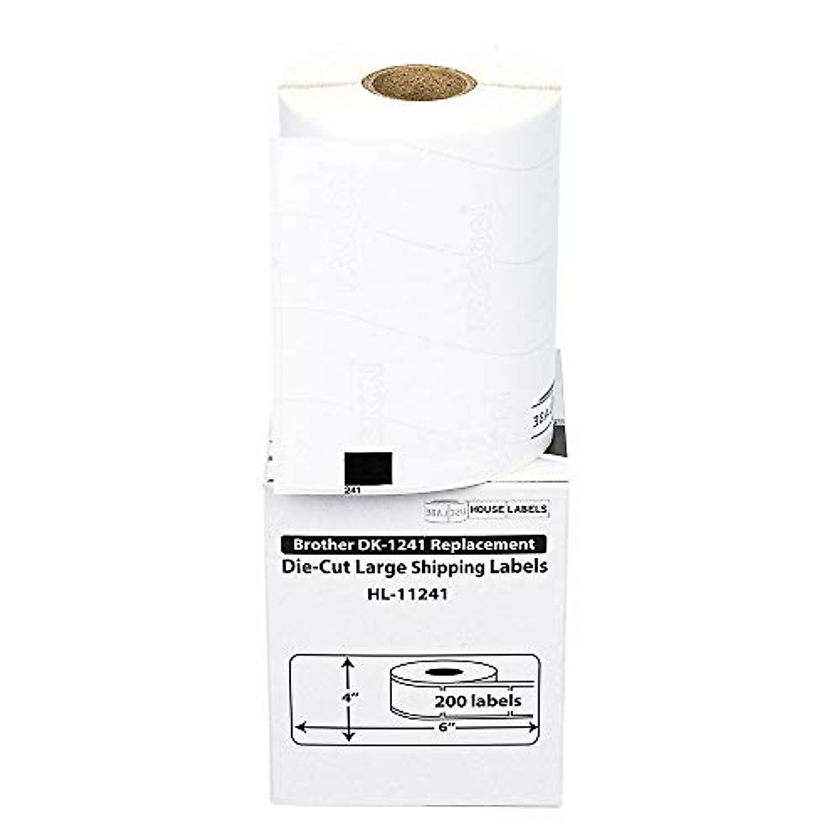 Generic Shipping Labels Compatible w/ Brother DK-1241 (4" x 6"; 151mm*102mm) BPA Free (6 Rolls; 200 Labels per Roll)