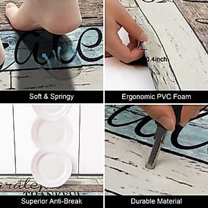 HEBE Anti Fatigue Kitchen Mat Set of 2 Non Slip Cushioned Kitchen Mats for Floor Waterproof Farmhouse Kitchen Rugs and Mats Set Comfort Standing Desk Mat Carpet for Sink,Office,Laundry