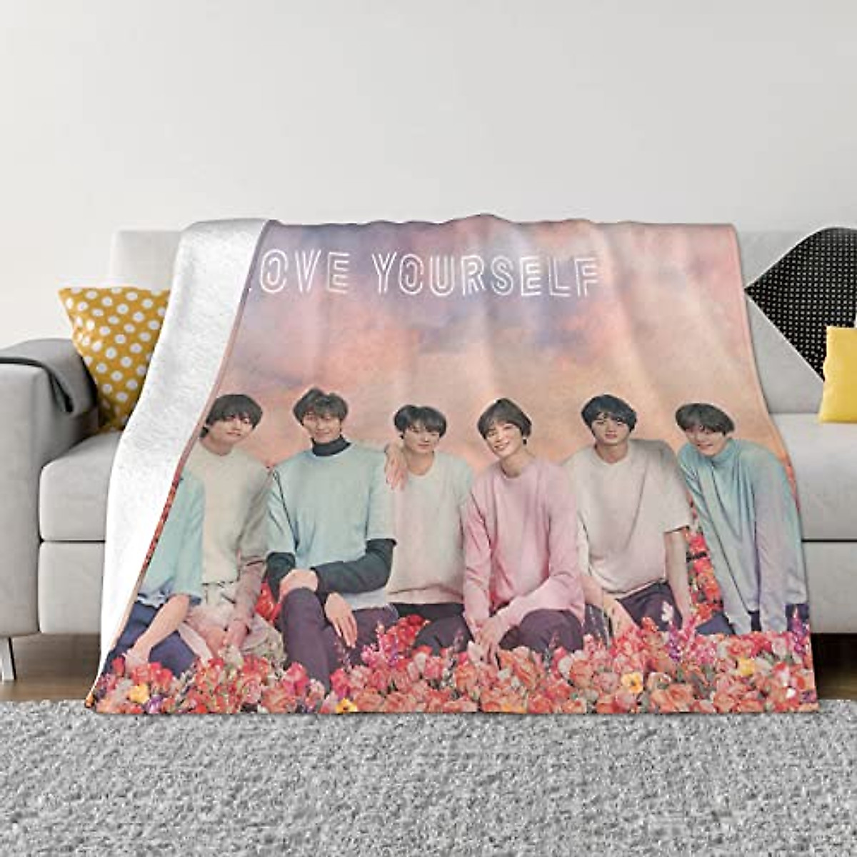 Blanket Korean Star Throw Blanket Idol Singer Anti-Pilling Flannel Ultra Soft Cozy Fleece Boys Fans Merchandise for Sofa Bed Girls Adults Gifts (50"X40")